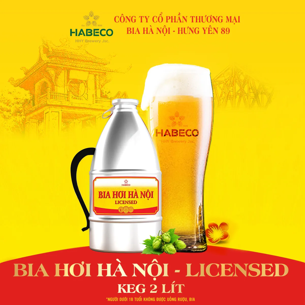 Bia hơi hà nội keg 2 lit - HABECO TRADING 89